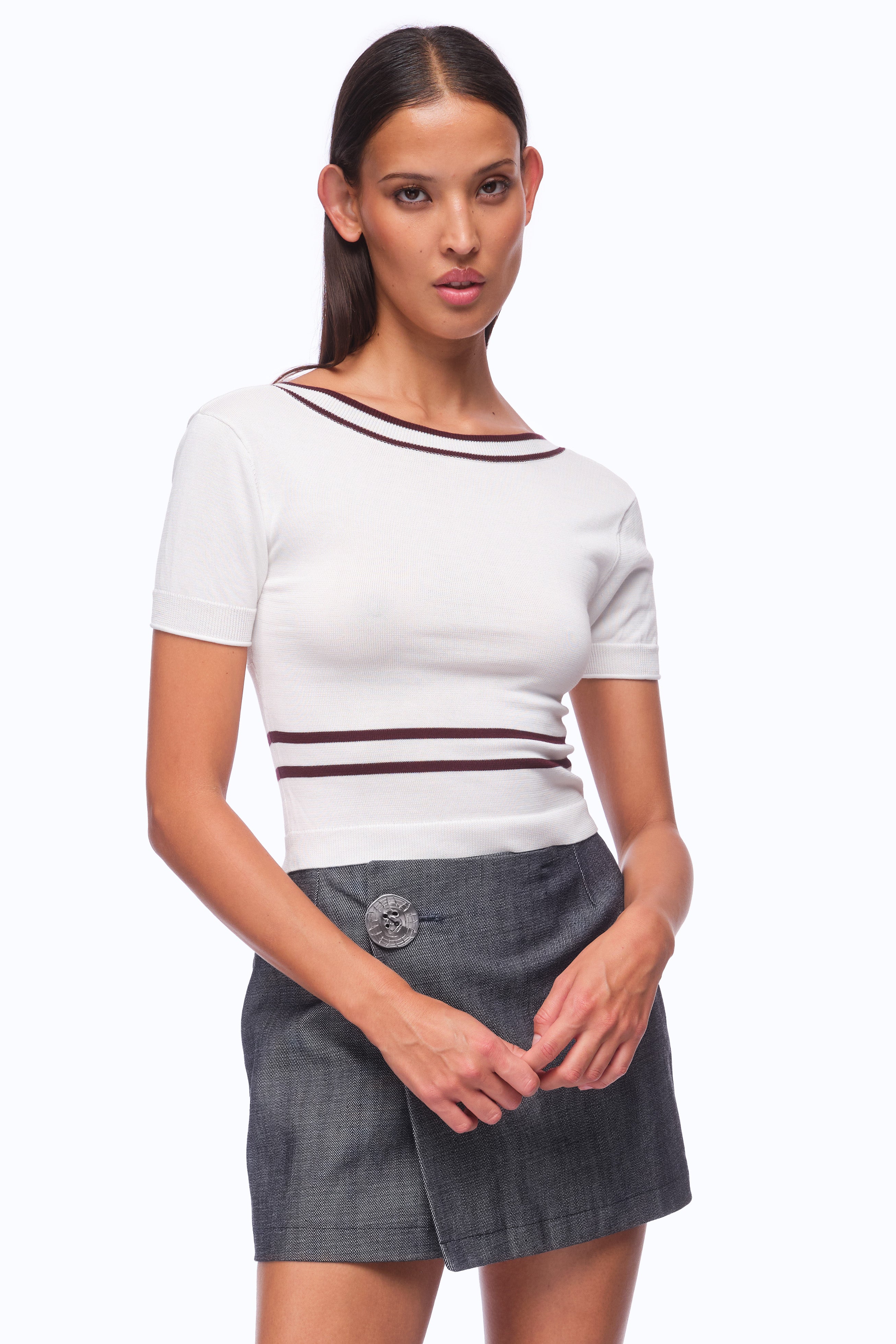 The ‘X’ Top - CRÈME/BURGUNDY – Of Planet Earth
